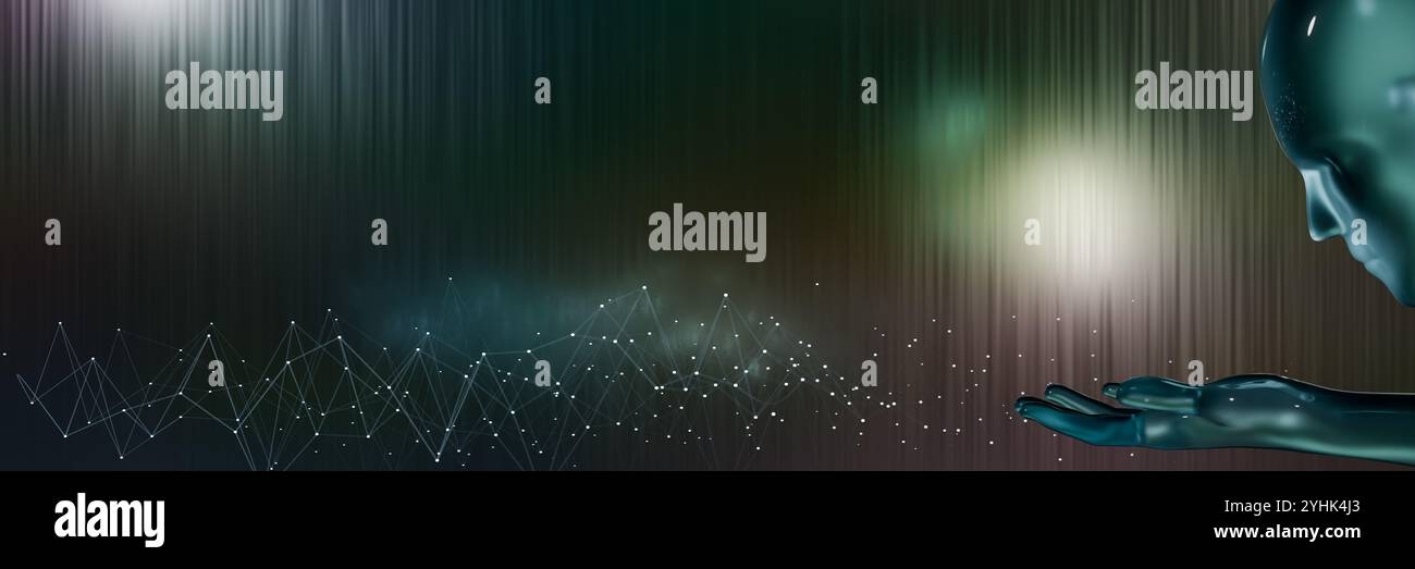 Concept of artificial intelligence generation. Robot in the form of a ...