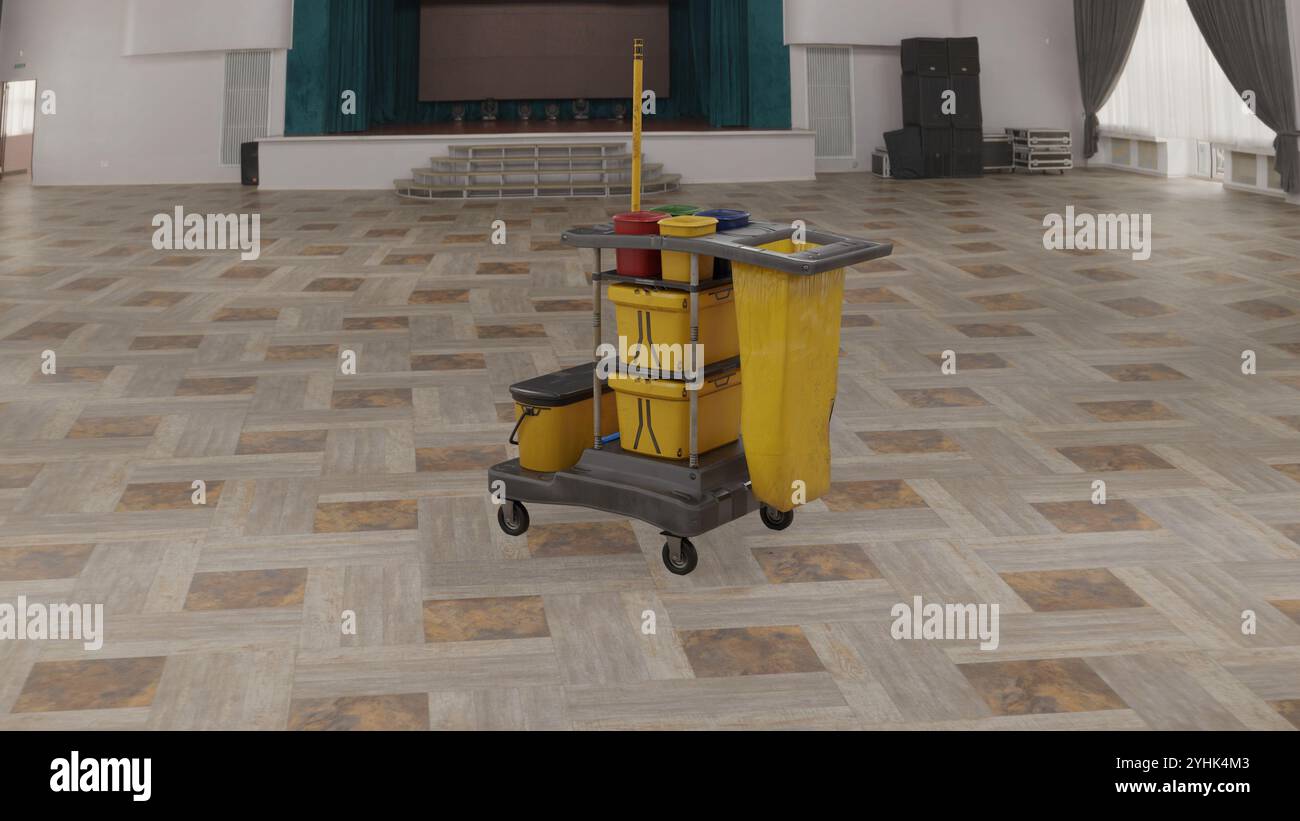 cleaning cart with room background Stock Photo - Alamy