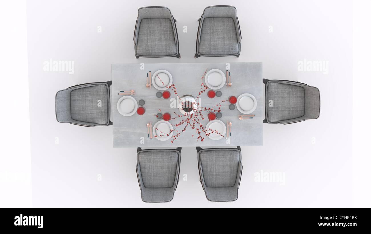 modern dining table with white background Stock Photo - Alamy