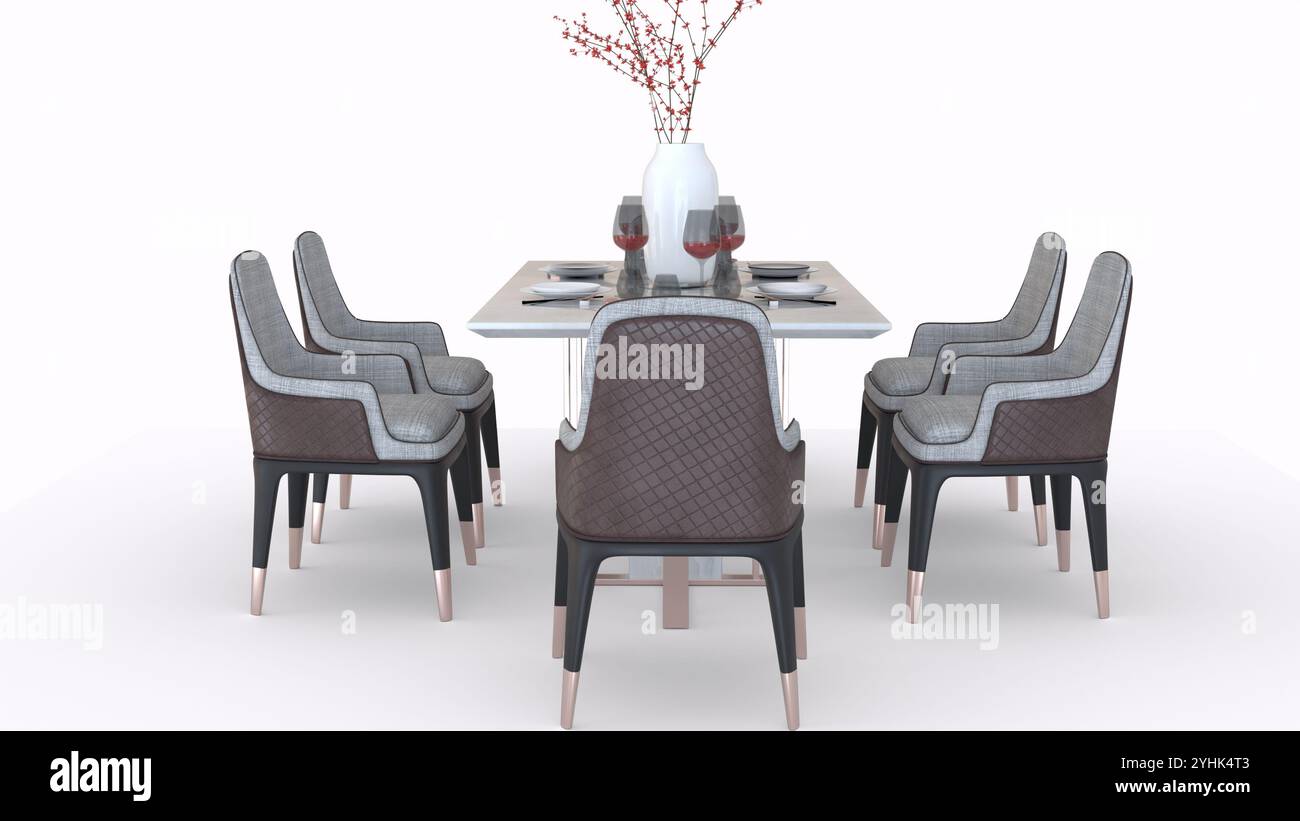 modern dining table with white background Stock Photo - Alamy