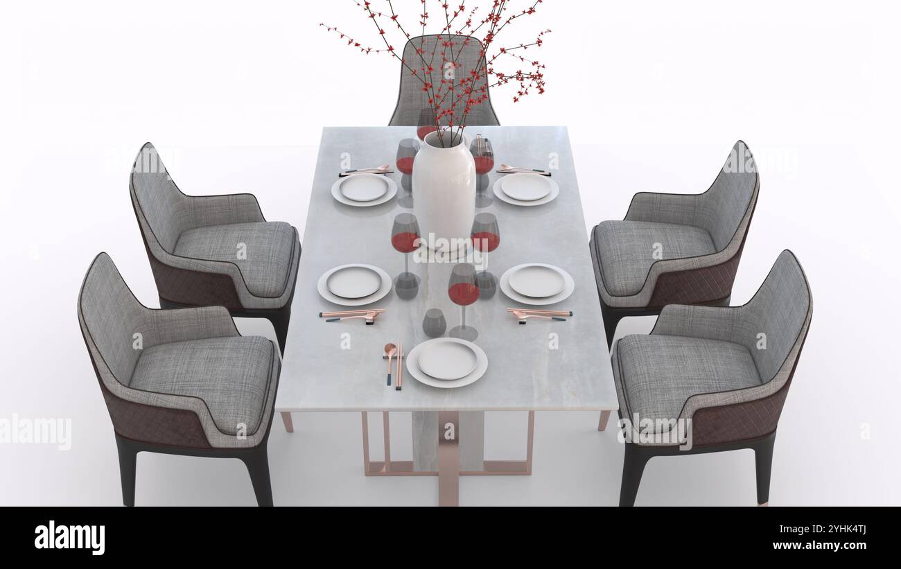 modern dining table with white background Stock Photo - Alamy
