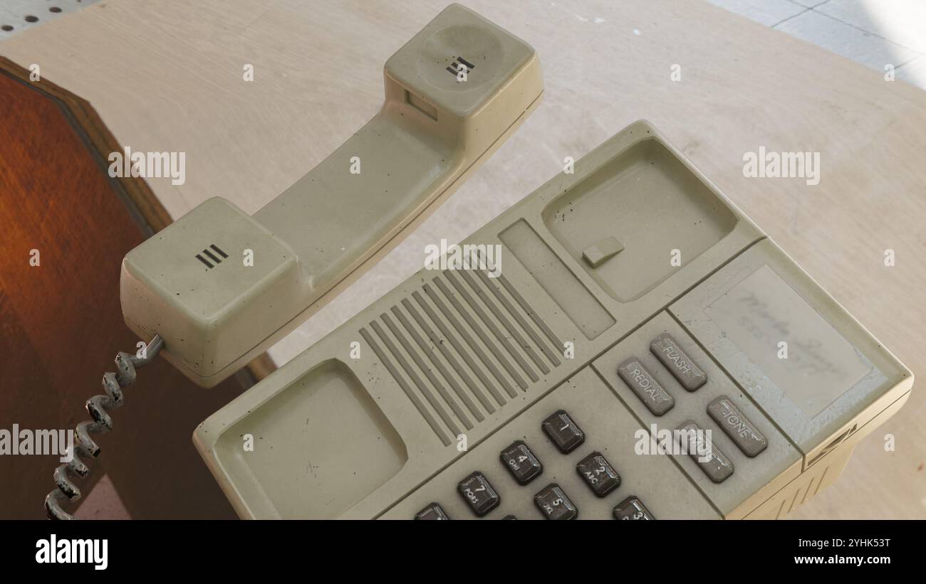 Telephone old model on table 4k photos Stock Photo - Alamy
