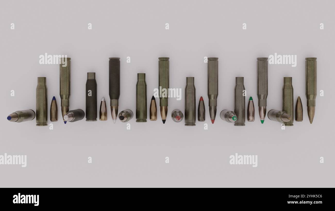 ammo cartridges pack with different sizes Stock Photo - Alamy