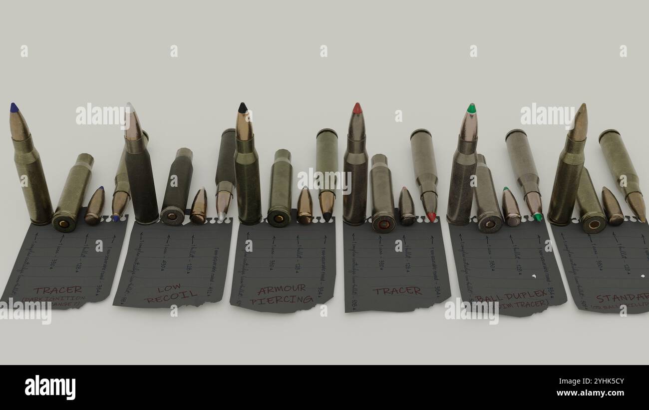 ammo cartridges pack with different sizes Stock Photo - Alamy
