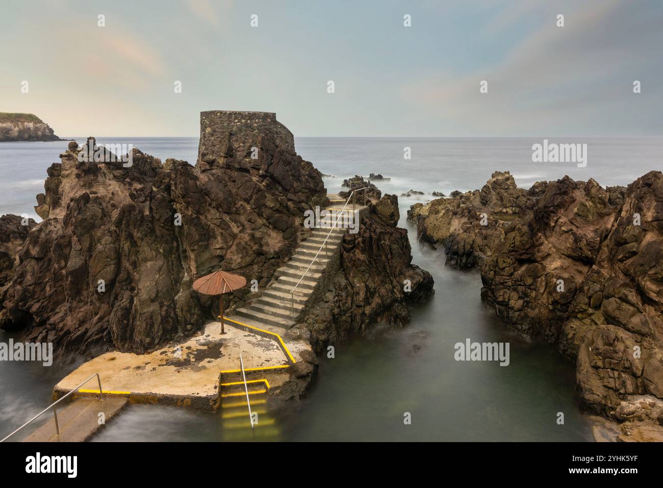 Quatro Ribeiras Beach is a scenic bathing site with lava rock pools on ...