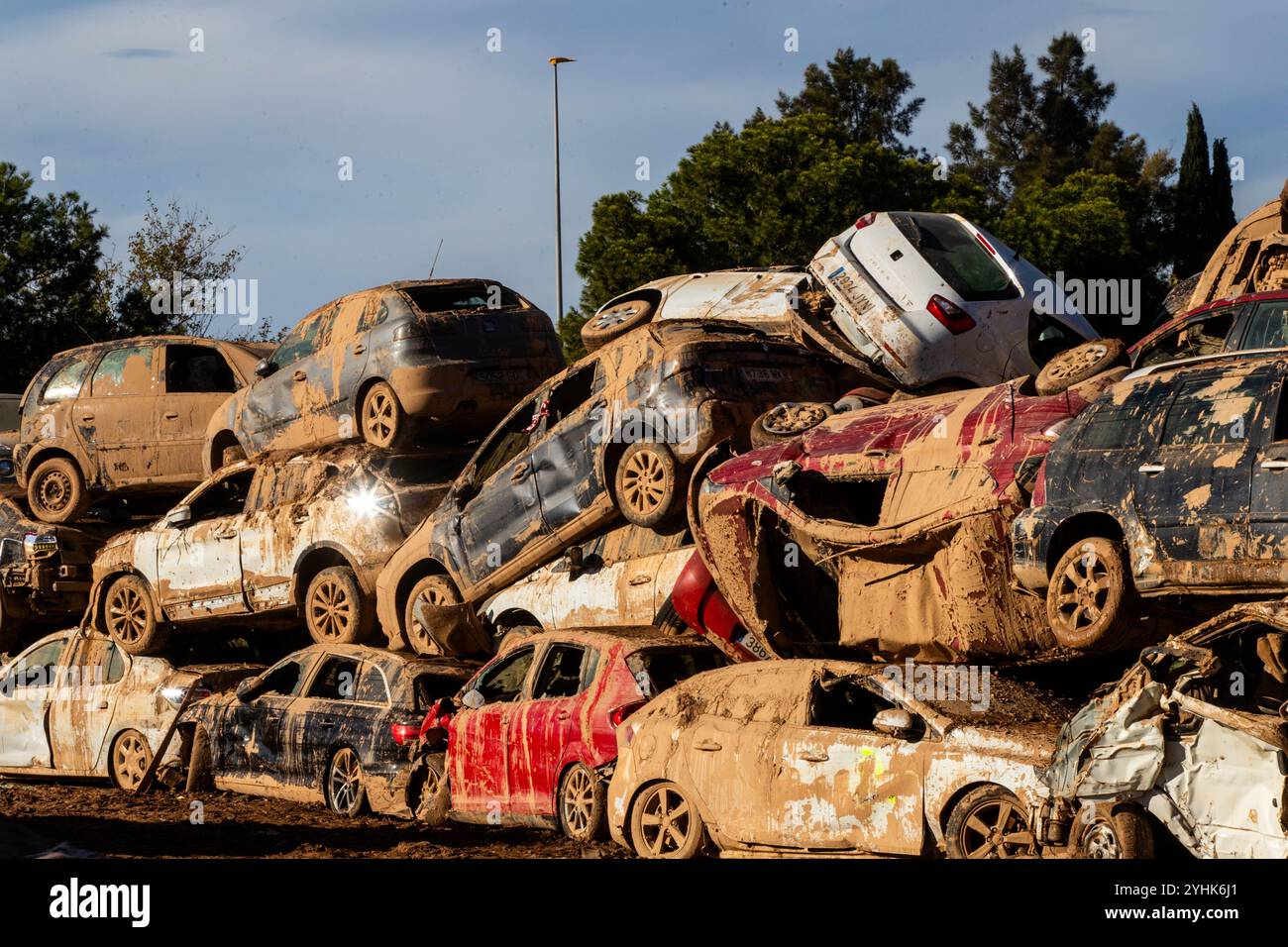 Stacked cars after a flood Stock Photo - Alamy