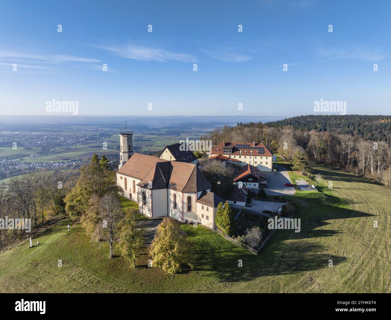 Aerial view of the 983 metre high Dreifaltigkeitsberg in the district ...