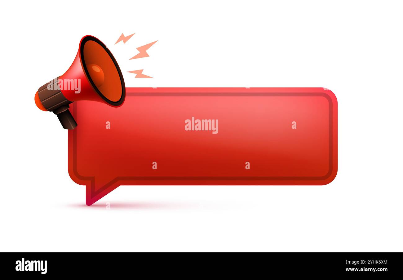 Megaphone message 3d icon, speech voice chat. Vector illustration Stock ...