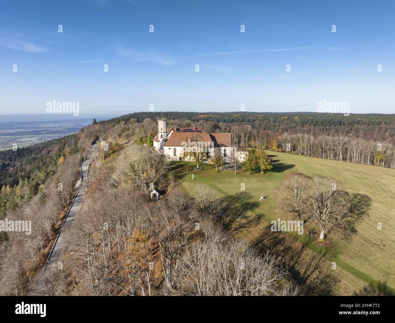 Aerial view of the 983 metre high Dreifaltigkeitsberg in the district ...