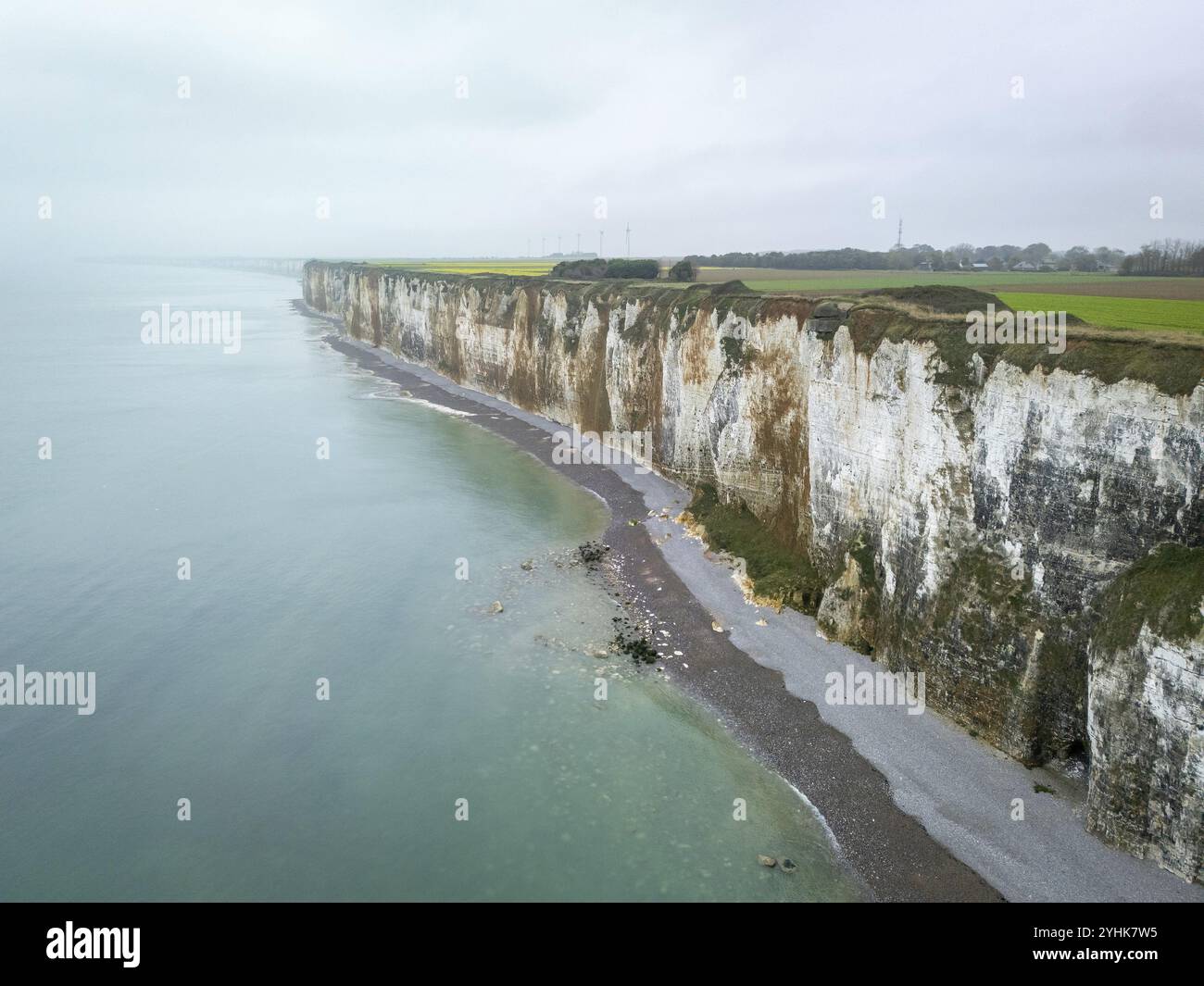 Aerial view of the Alabaster Coast in a light haze, Saint-Valery-en ...