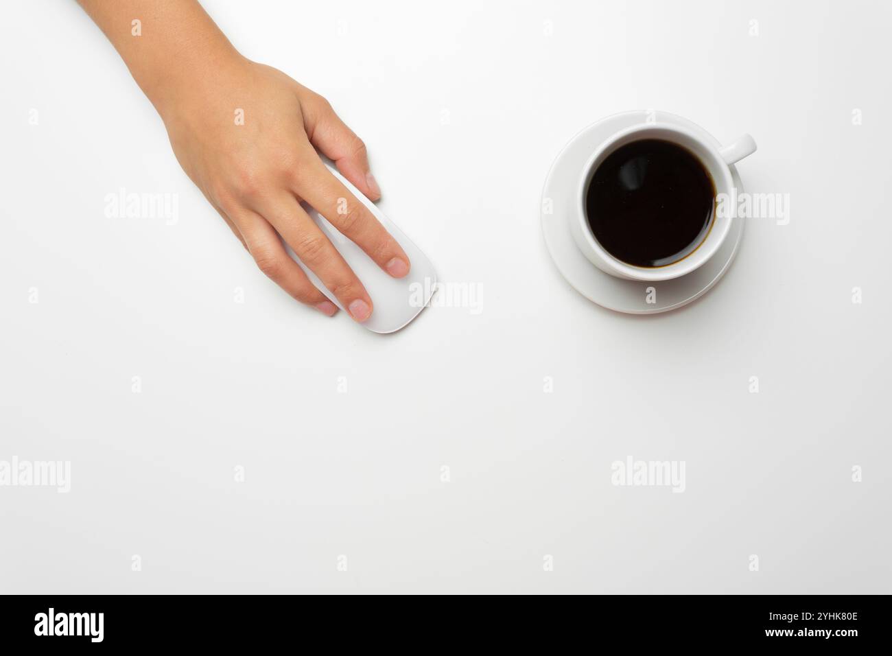 women's hands, coffee and mouse Stock Photo - Alamy