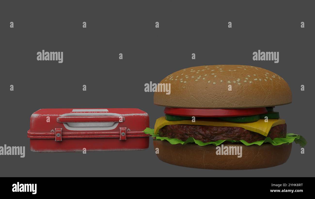 First Aid Kit and burger 4k photos Stock Photo - Alamy