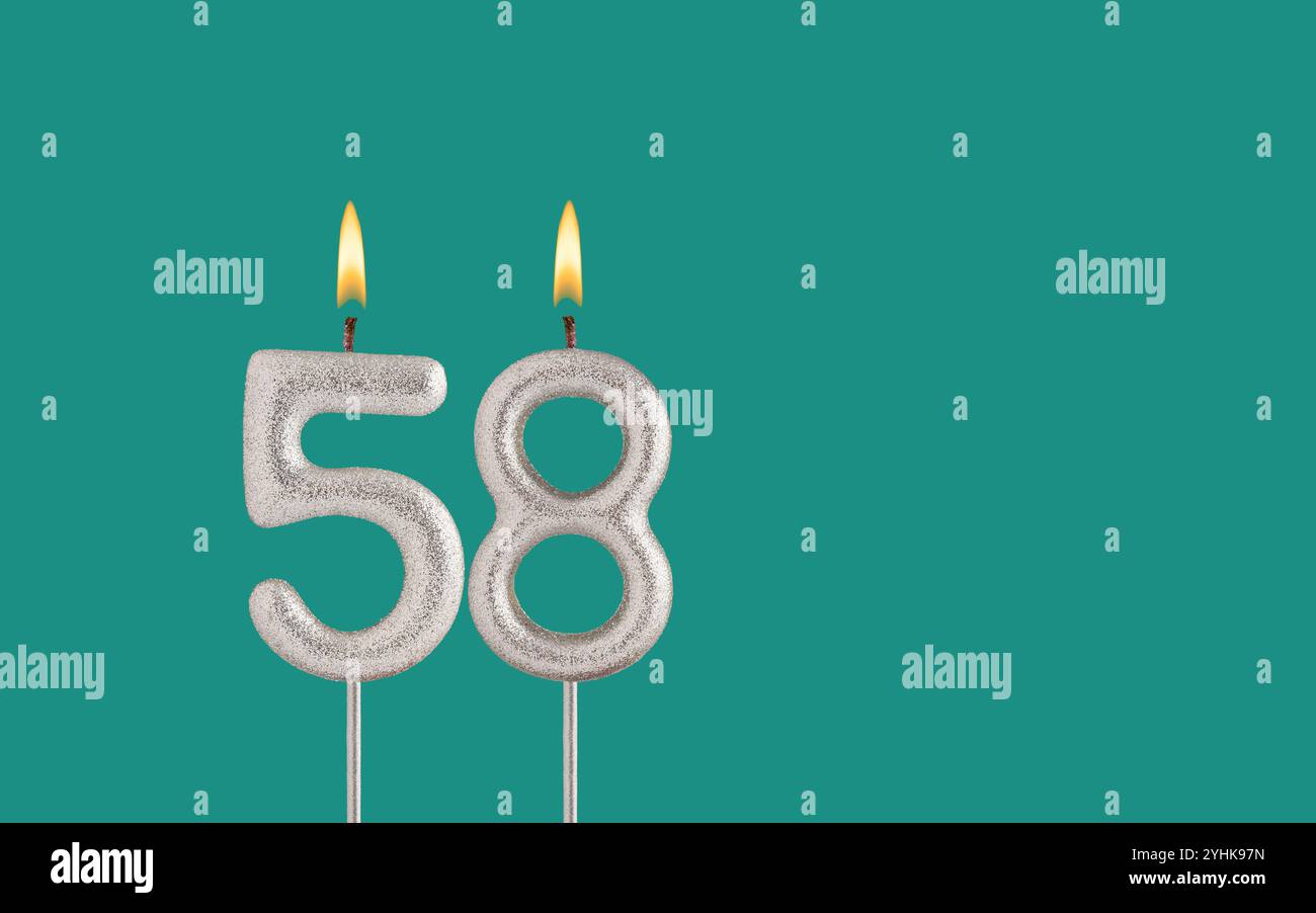 Birthday card on a green background - Candle in the shape of the number ...