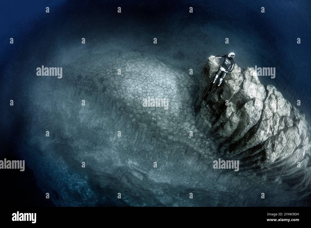 Volcanic underwater beds, Tenerife. The image shows the top of an ...