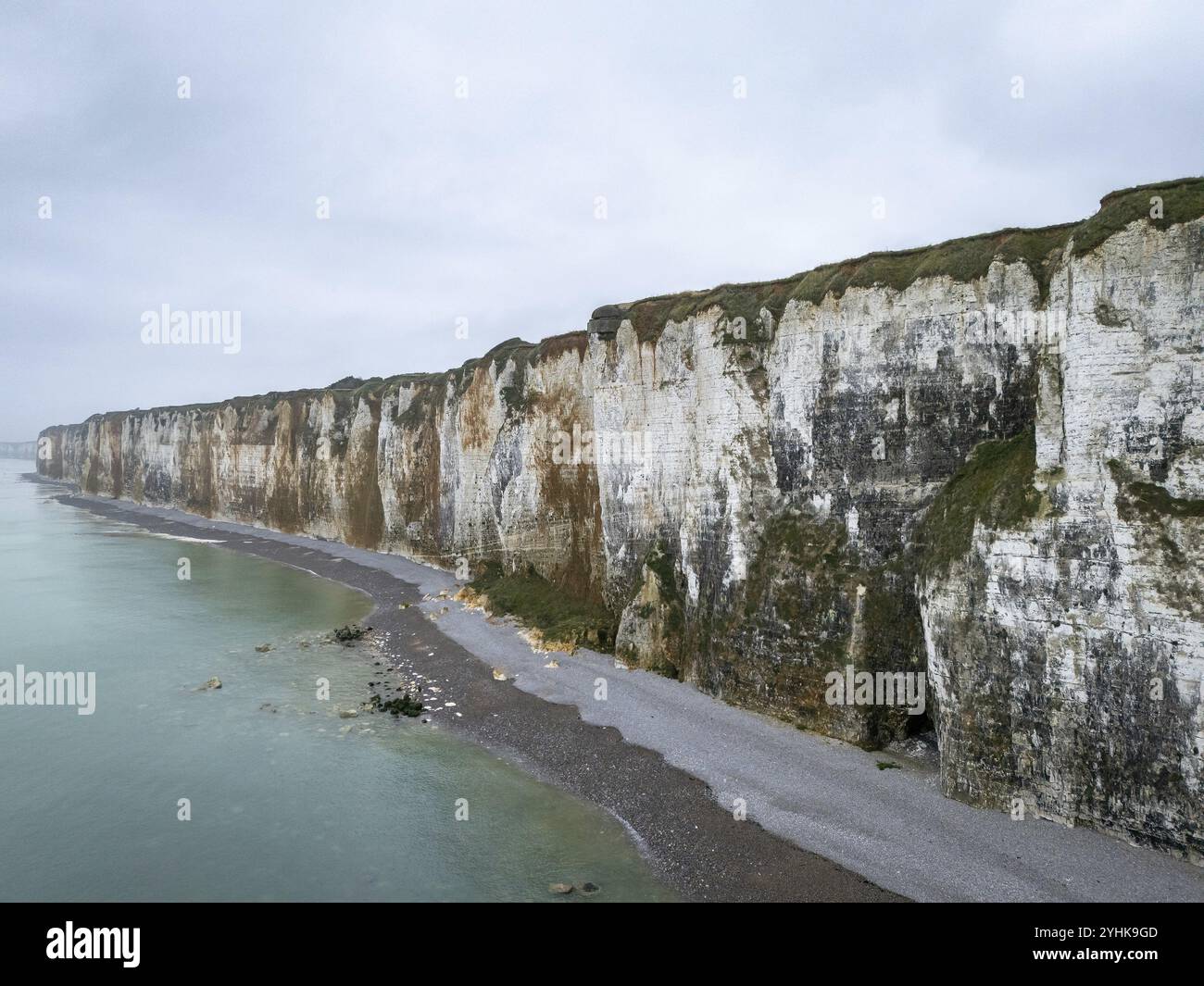 Aerial view of the Alabaster Coast in a light haze, Saint-Valery-en ...