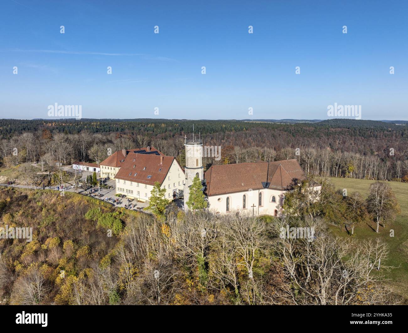 Aerial view of the 983 metre high Dreifaltigkeitsberg in the district ...