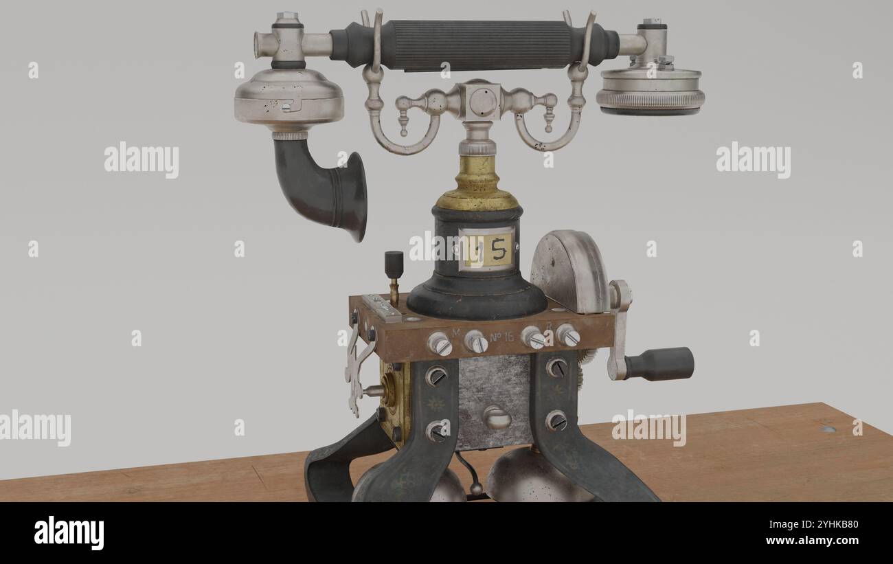 Antique telephone on school desk 4k photos. Antique Gear Telephone ...