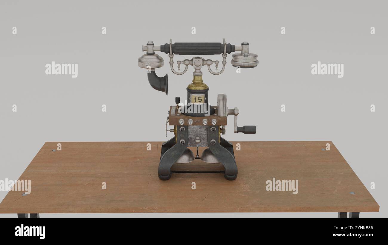 Antique telephone on school desk 4k photos. Antique Gear Telephone ...