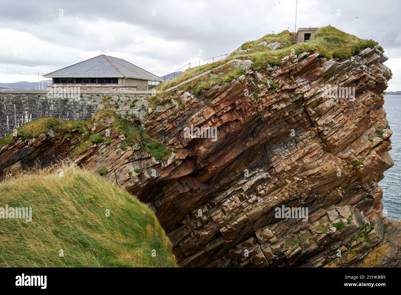inclined rock formations below fort dunree, dunree head, county donegal ...