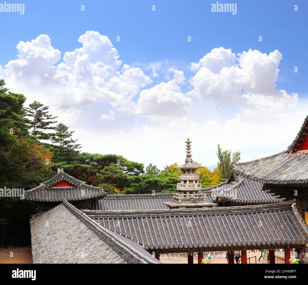 Famous Dabotap Pagoda and roofs of Bulguksa temple, Gyeongju, South ...
