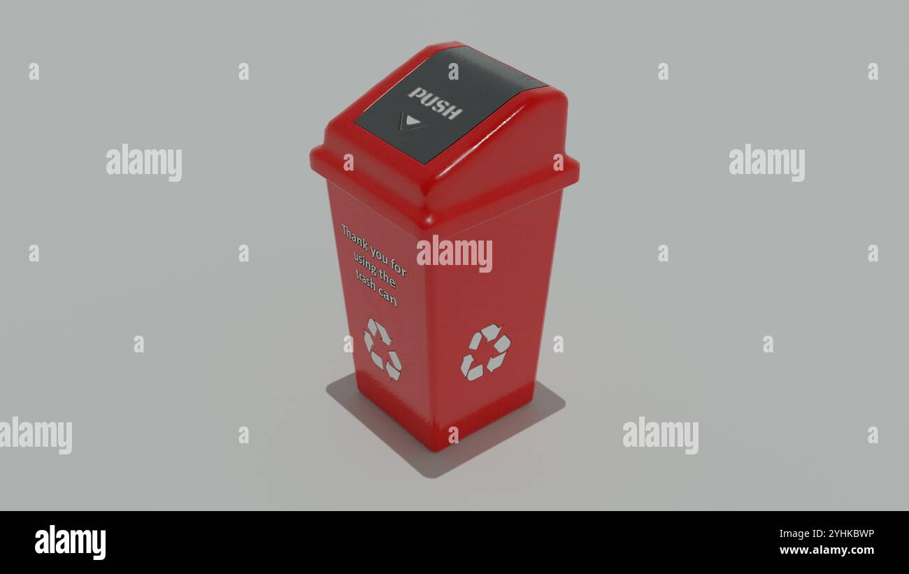 Red Recycling Bin Box with white background Stock Photo - Alamy