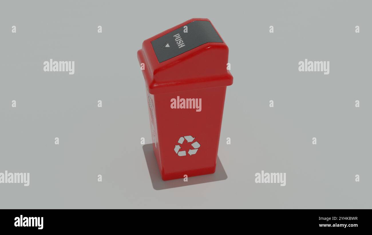 Red Recycling Bin Box with white background Stock Photo - Alamy