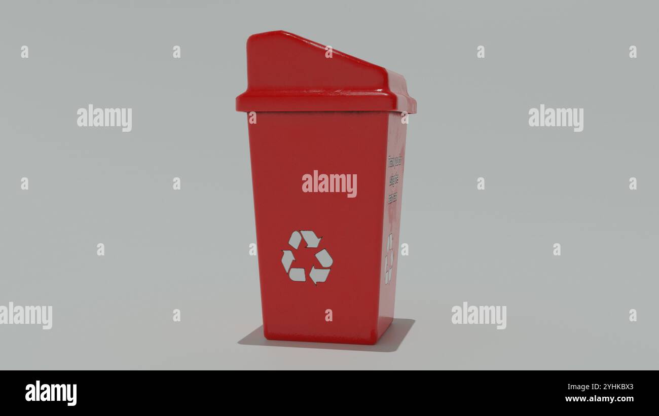 Red Recycling Bin Box with white background Stock Photo - Alamy
