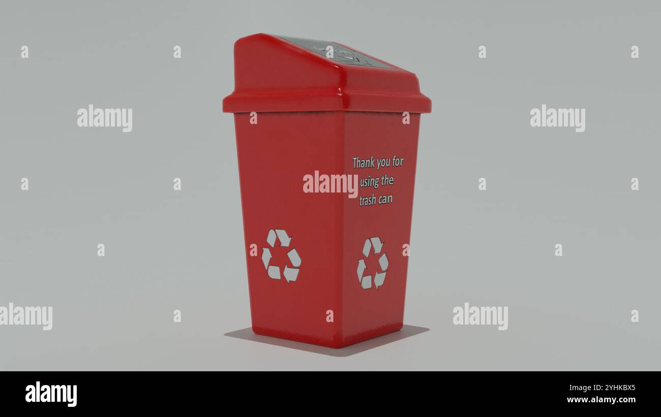 Red Recycling Bin Box with white background Stock Photo - Alamy