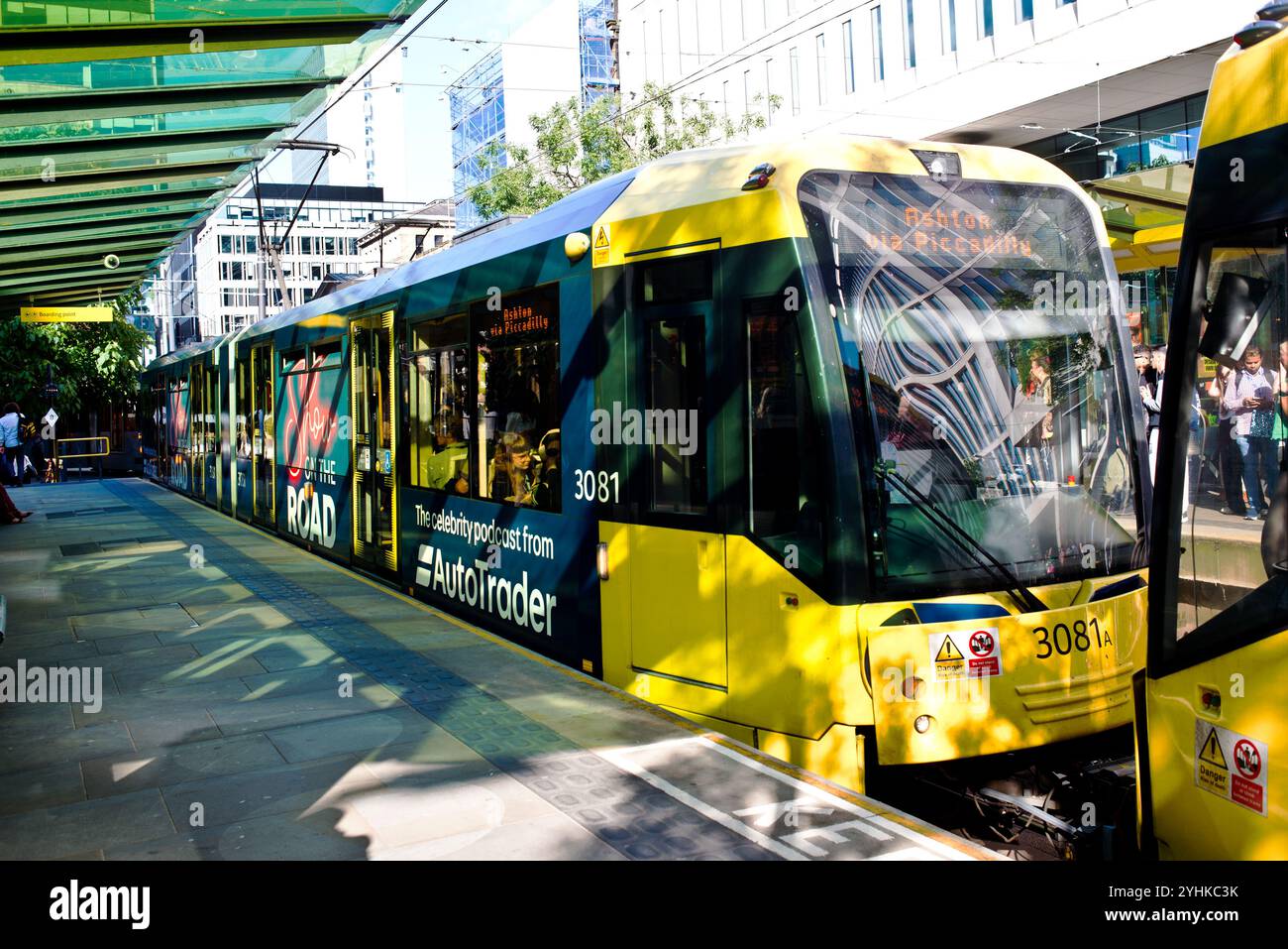 Trams at Exchange Square, Manchester, Lancashire, England Stock Photo ...