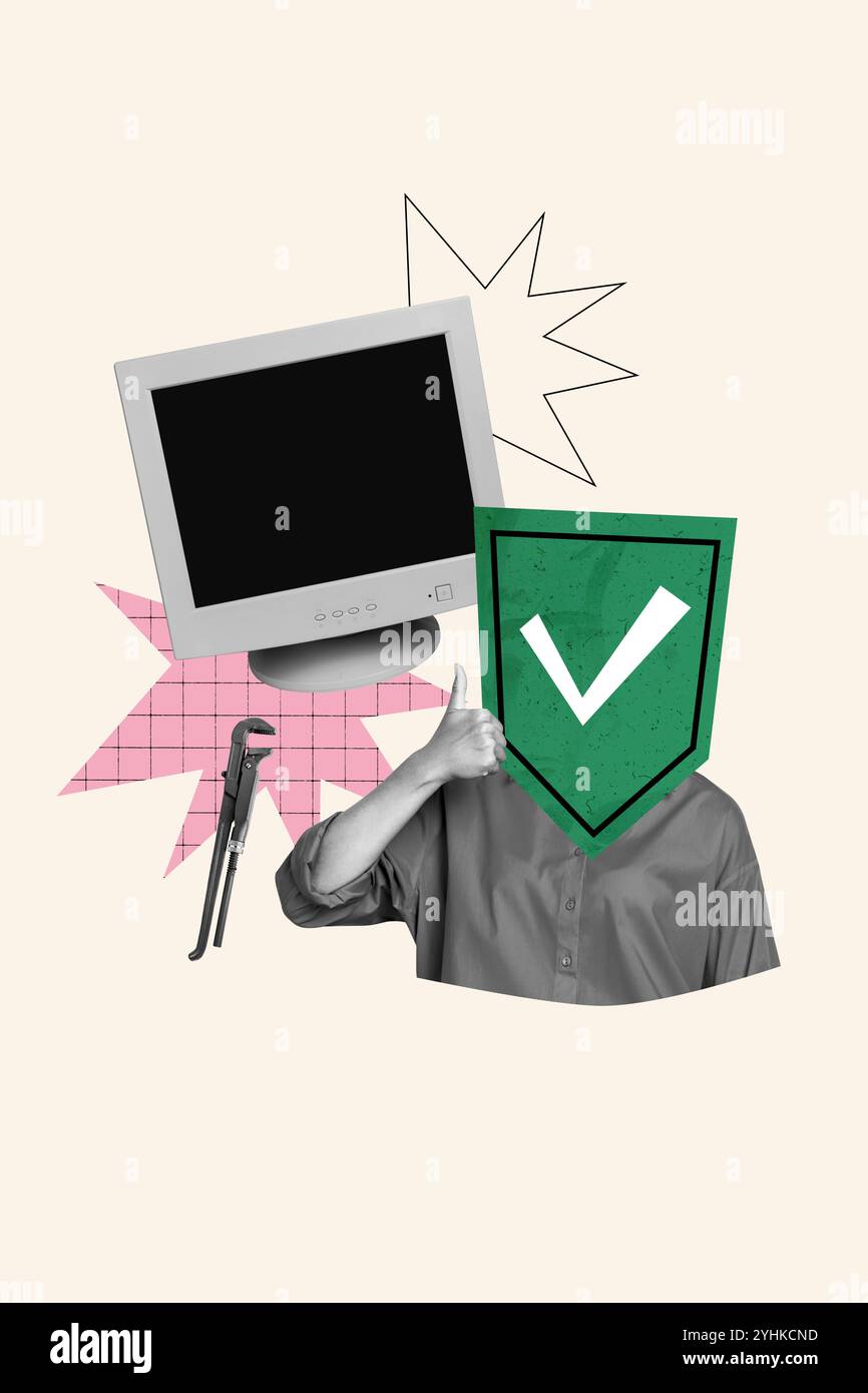 Composite trend artwork sketch image photo collage of worker person ...