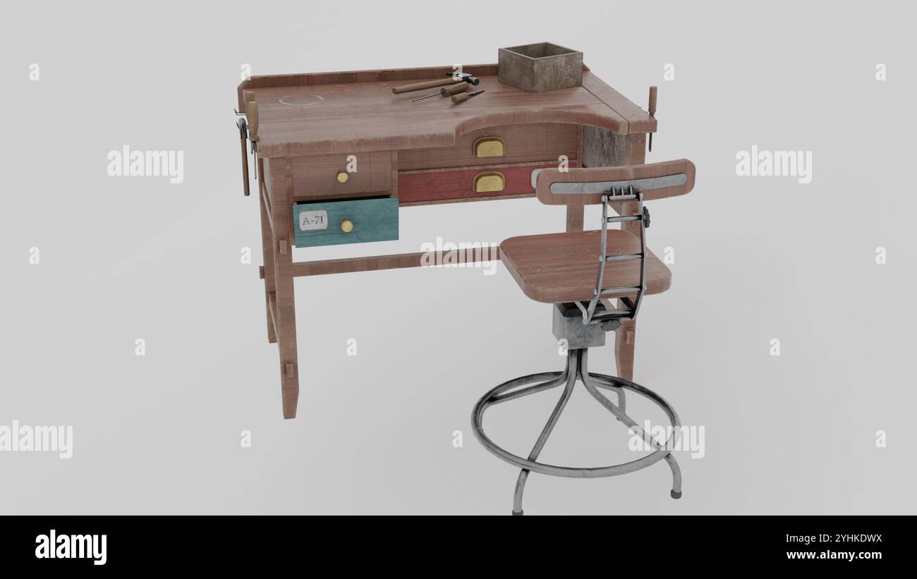 workbench and chair Stock Photo - Alamy