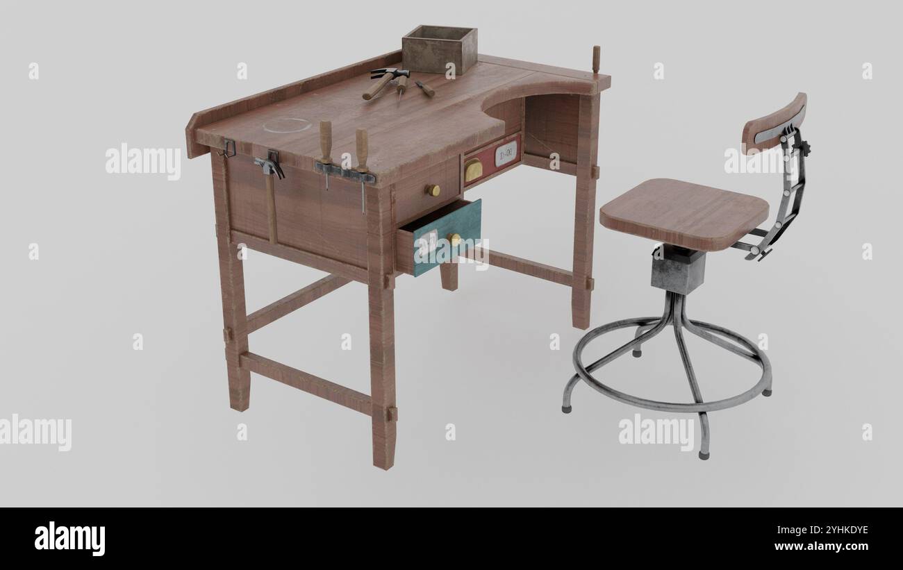 workbench and chair Stock Photo - Alamy