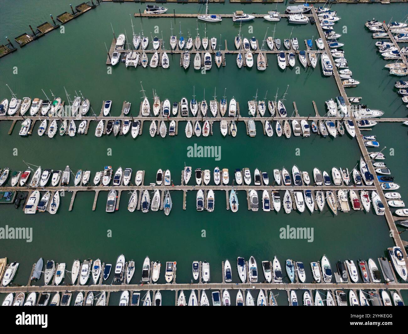 Aerial view of the marina and harbor at Brixham on the south coast of ...