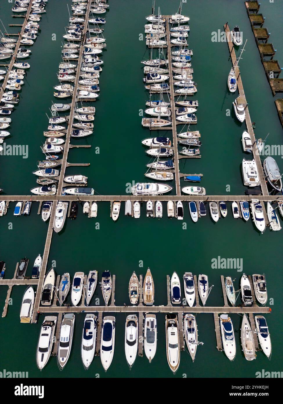 Aerial view of the marina at Brixham on the south coast of Devon in the ...