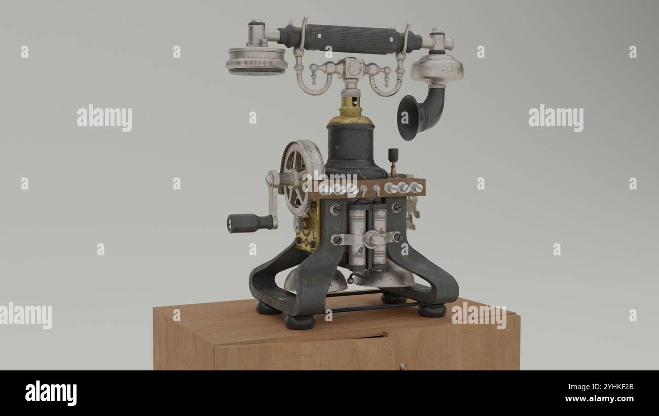 Antique telephone on school desk 4k photos. Antique Gear Telephone ...