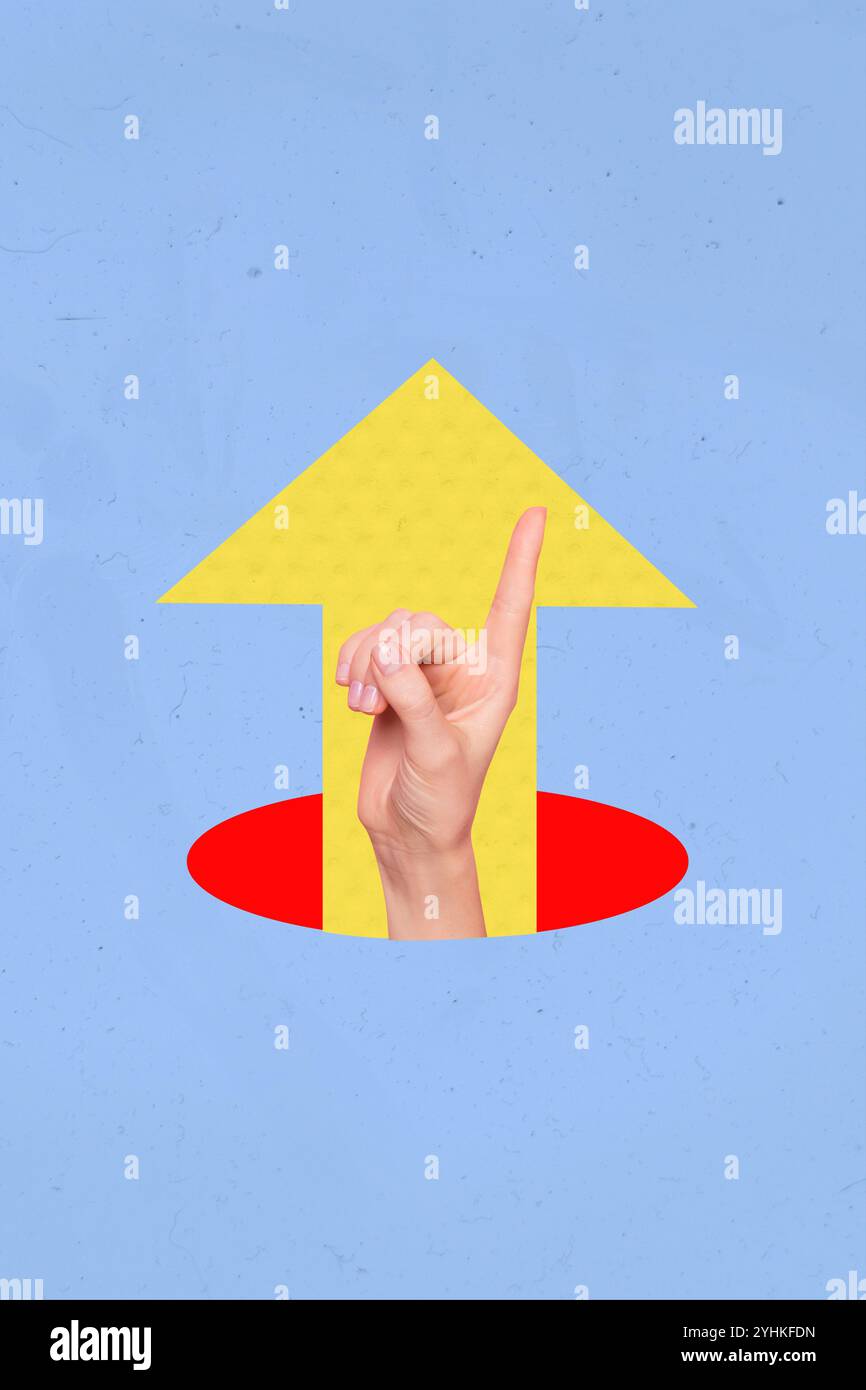 Composite image montage trend artwork 3D collage of human hand gesture ...