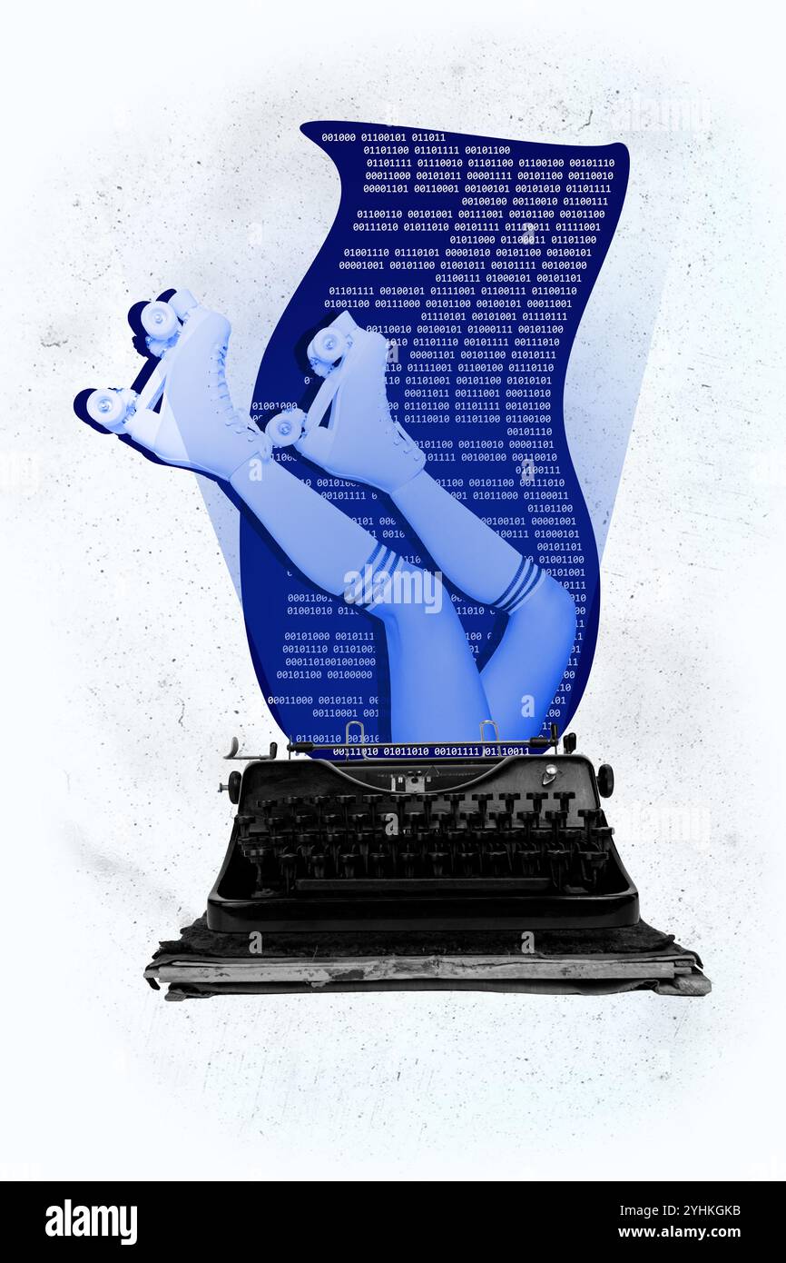 Composite trend artwork 3D sketch image photo collage of ai data ...