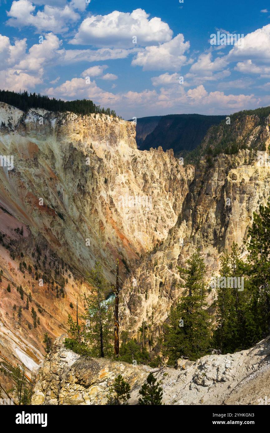 Clouds pass over the Grand Canyon of the Yellowstone River in ...