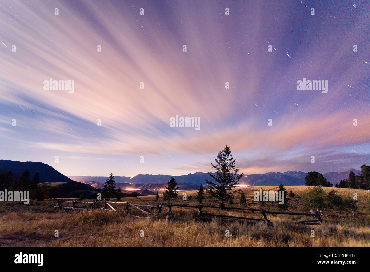 Stars in the night sky shining above a campground at Curtis Canyon in ...