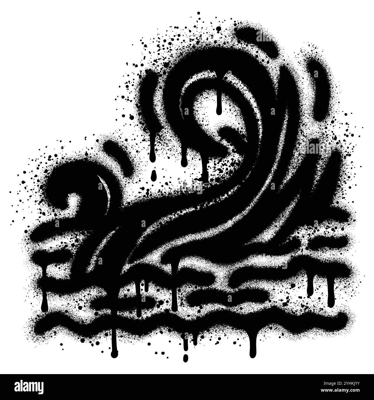 Ocean waves graffiti with black spray paint. vector illustration Stock ...