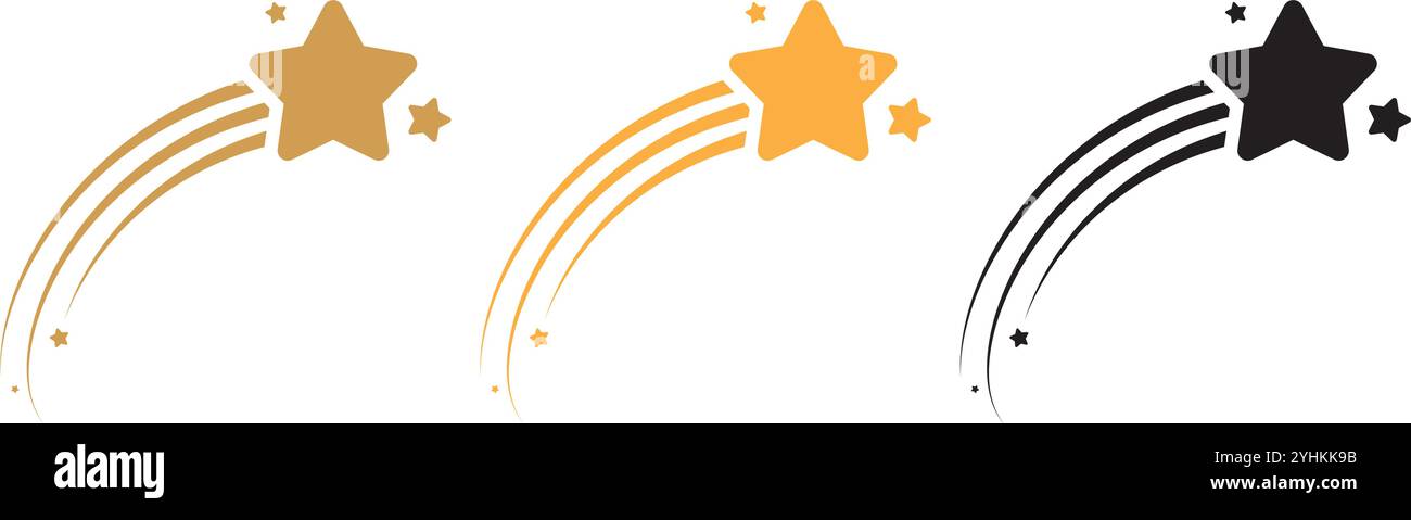 Colorful shooting stars with trails and stars. Vector illustration ...