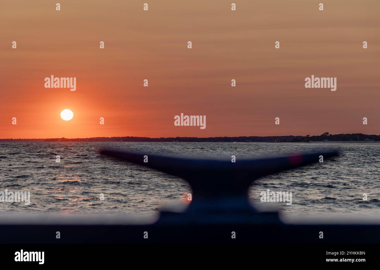 dramatic sunset from the shelter island ferry Stock Photo - Alamy