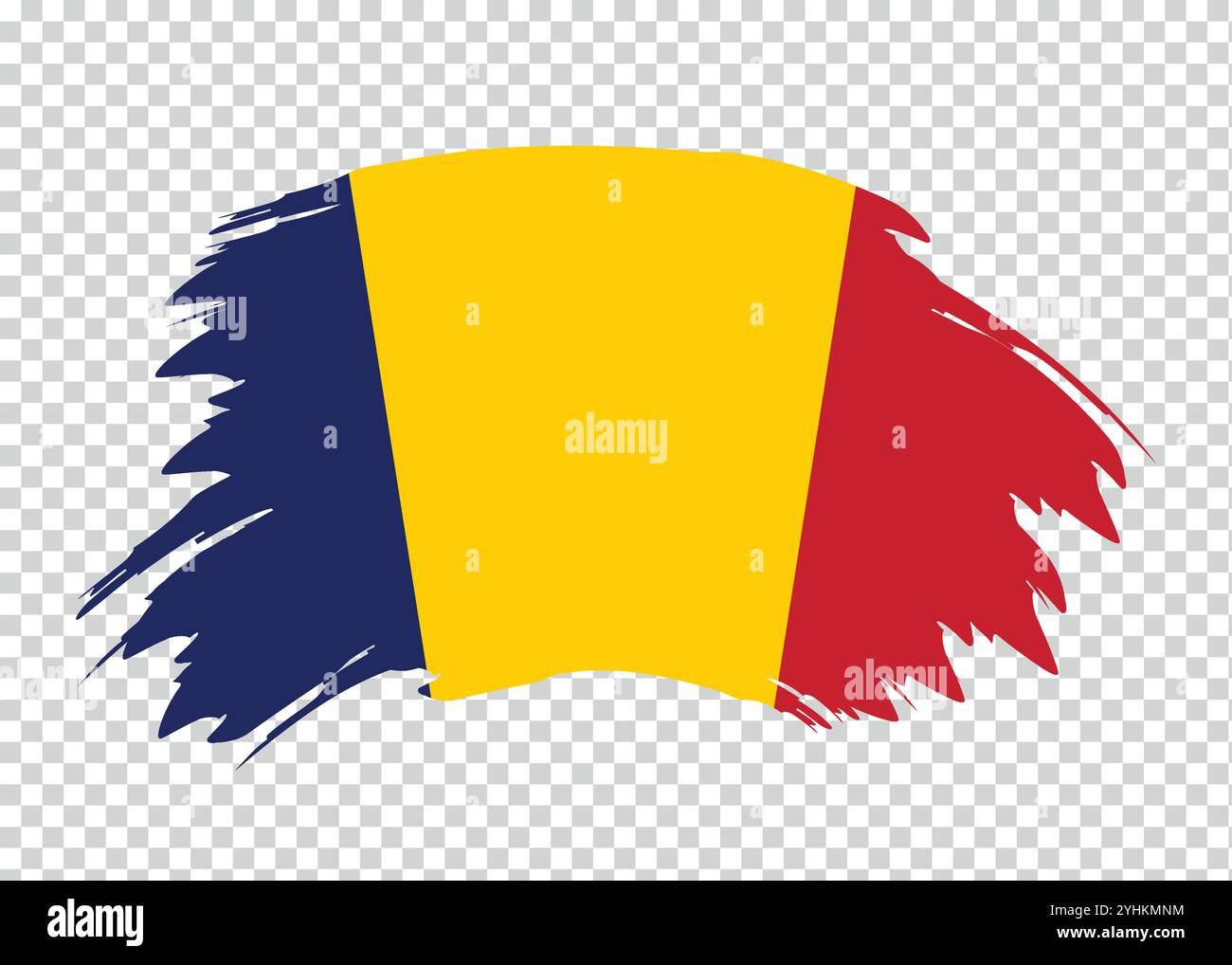 Flag of Chad with distressed paint stroke brush effect on isolated ...