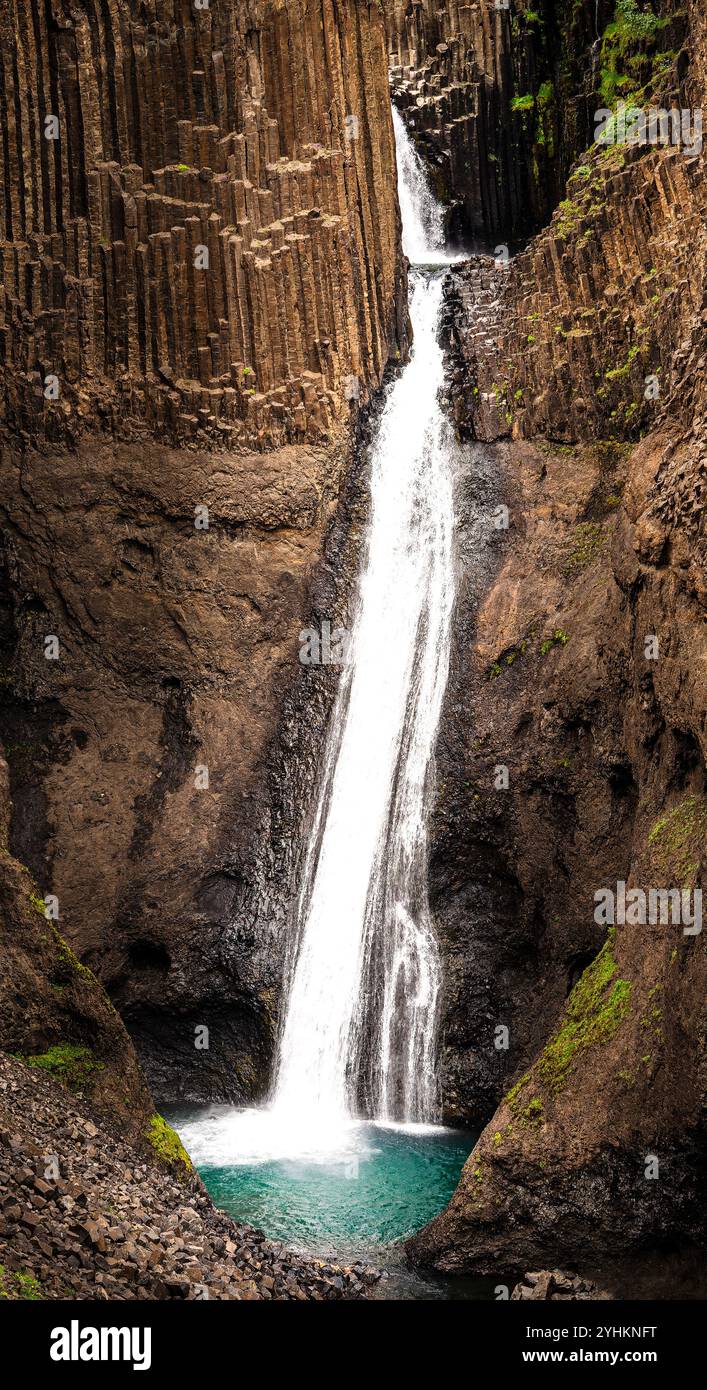 Hengifoss waterfall mountain river east hi-res stock photography and ...