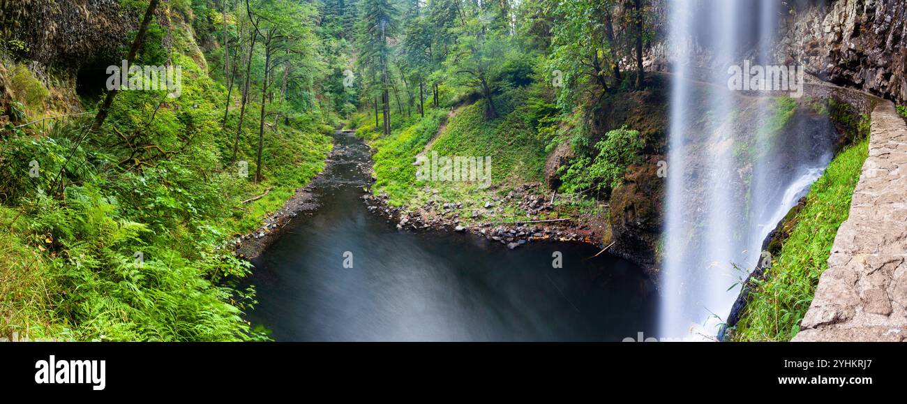 Upper North Falls pouring into the creek flowing through the lush ...