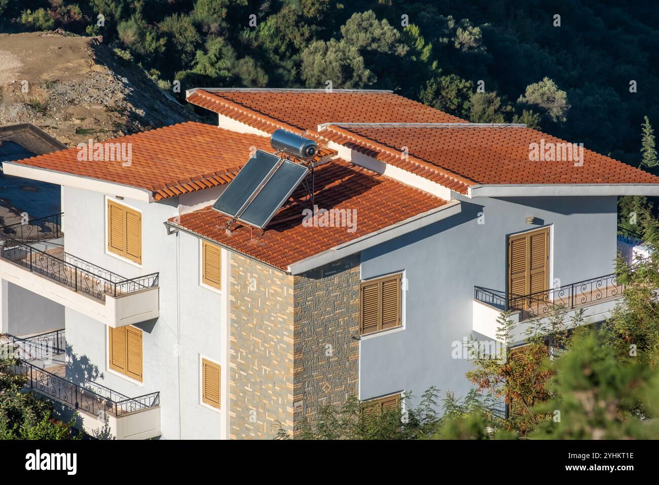 Solar Panel Energy System on Roof of Private House. Solar Panel on The ...