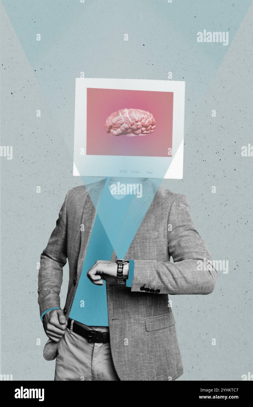 Composite image montage trend artwork 3D collage of caricature headless ...