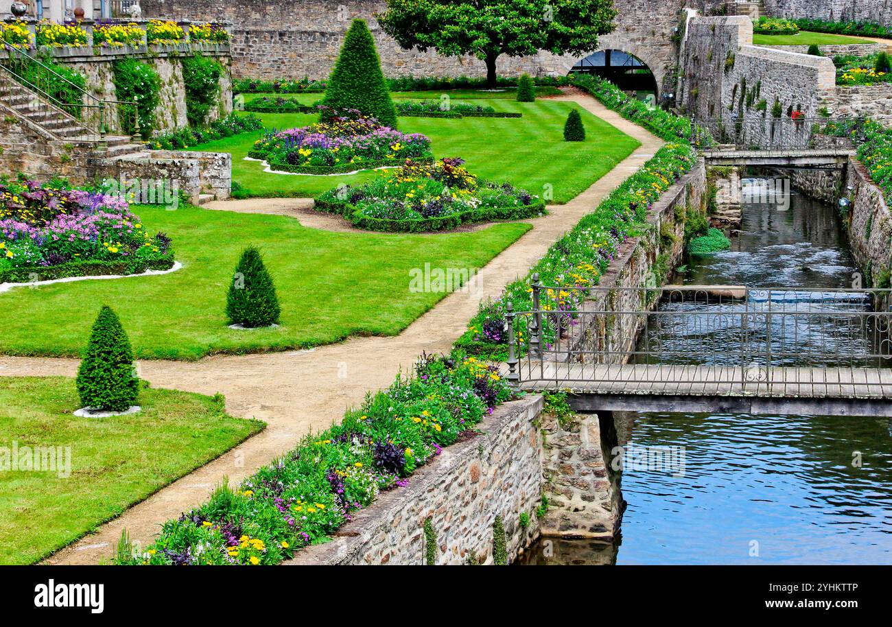 Gardens and river la Marle, Vannes, Morbihan, Brittany, France Stock ...