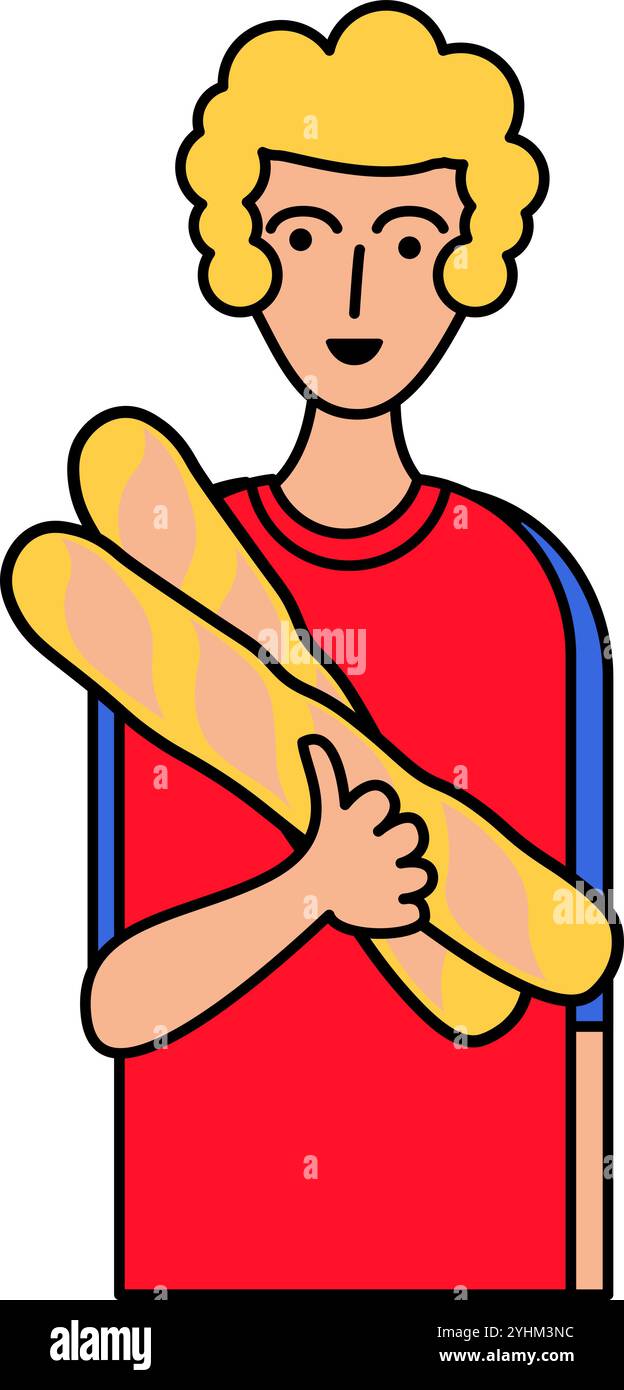 Vector illustration of a character holding a traditional French ...
