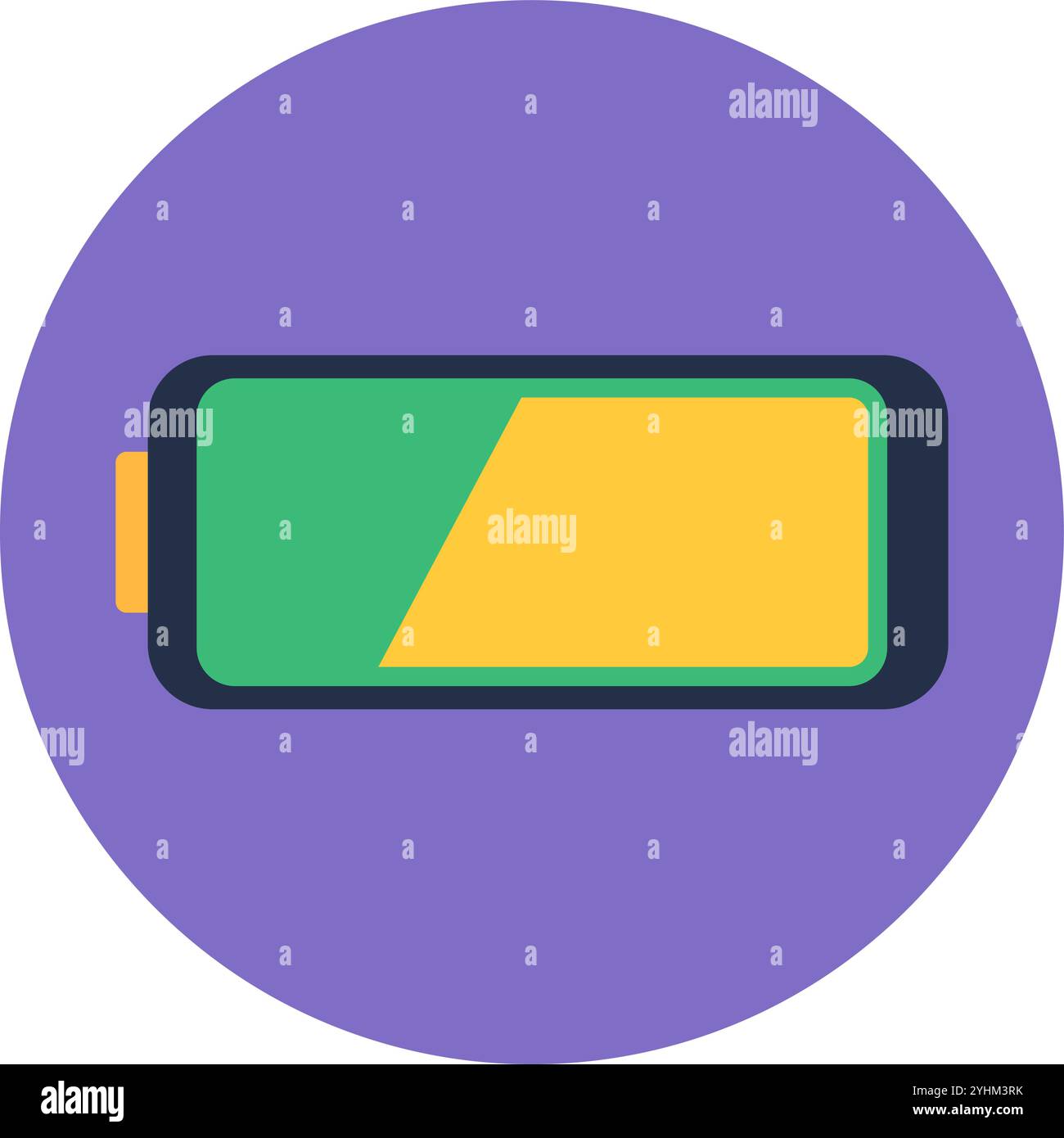 Accumulator battery indicator round sticker. Charge level, abstract ...